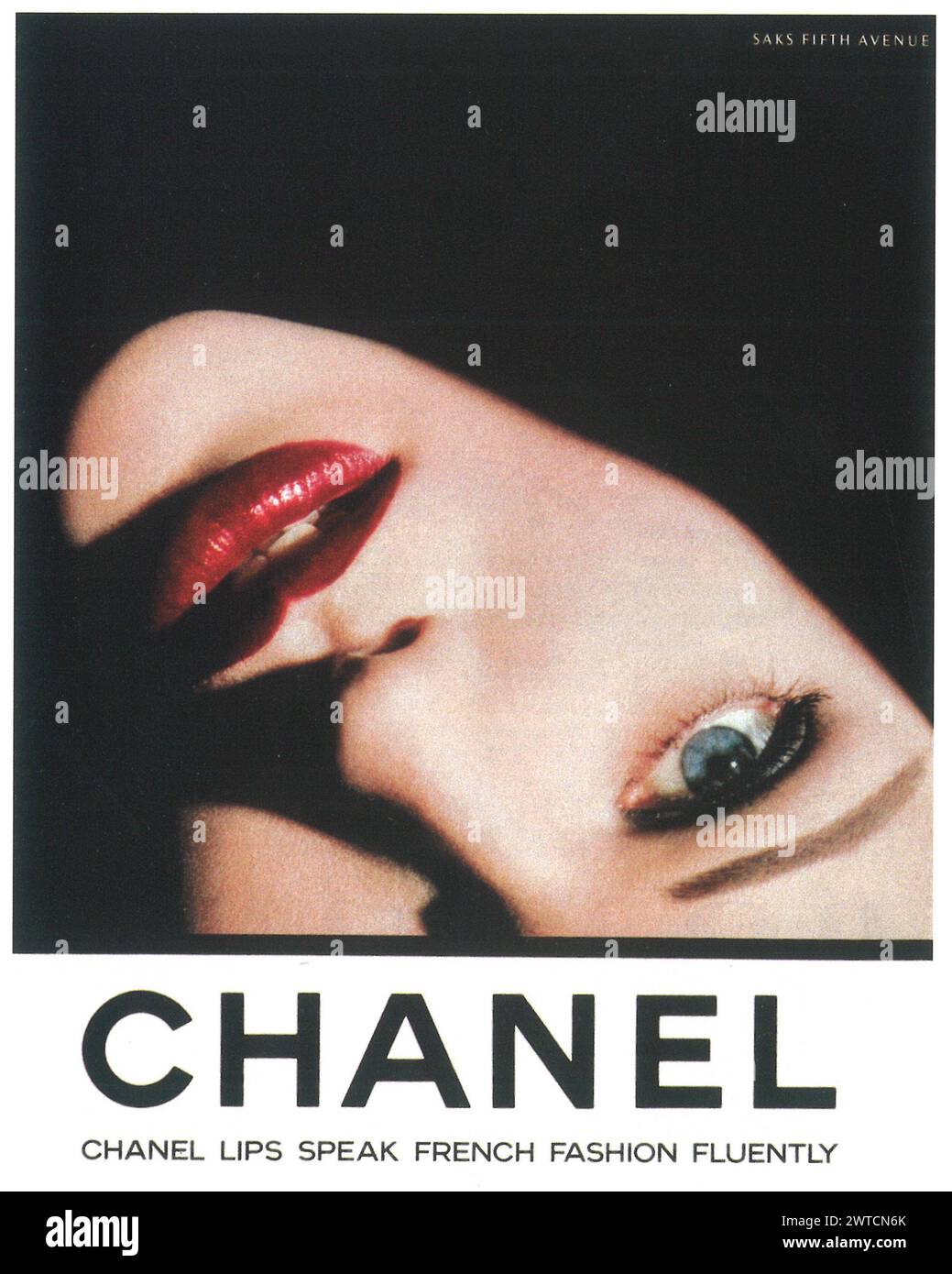 1993 CHANEL LIPSTICK RED AD with VANESSA PARADIS. "Chanel lips speak ...