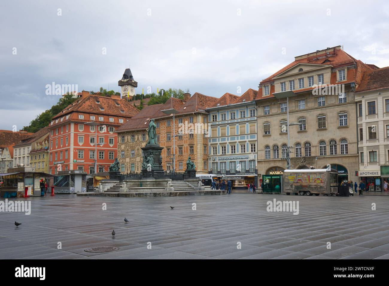 Austria, Styria, Graz - September 24, 2023: View across the main square ...