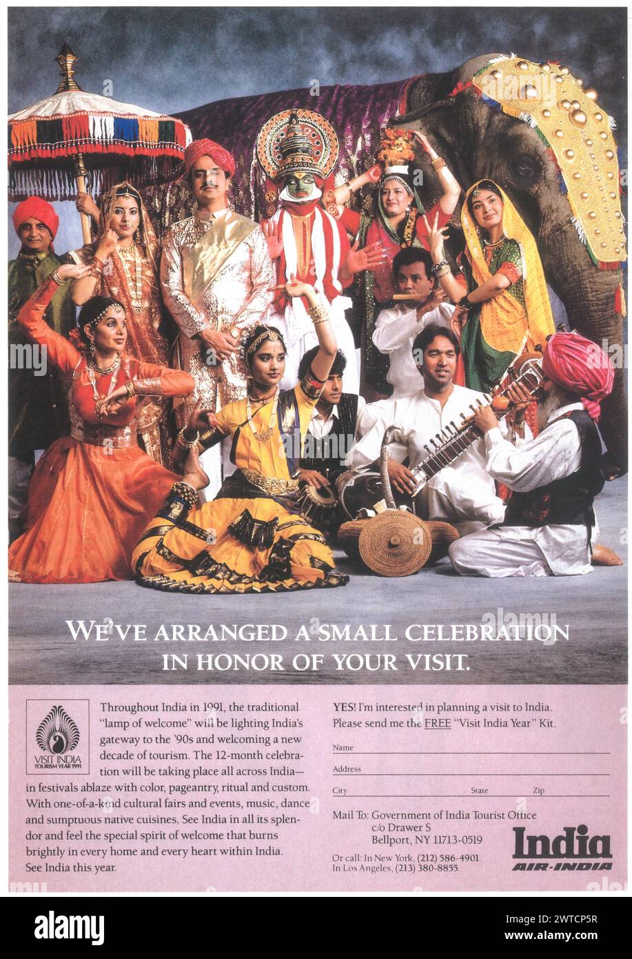 1990s Visit India Air India ad Stock Photo - Alamy
