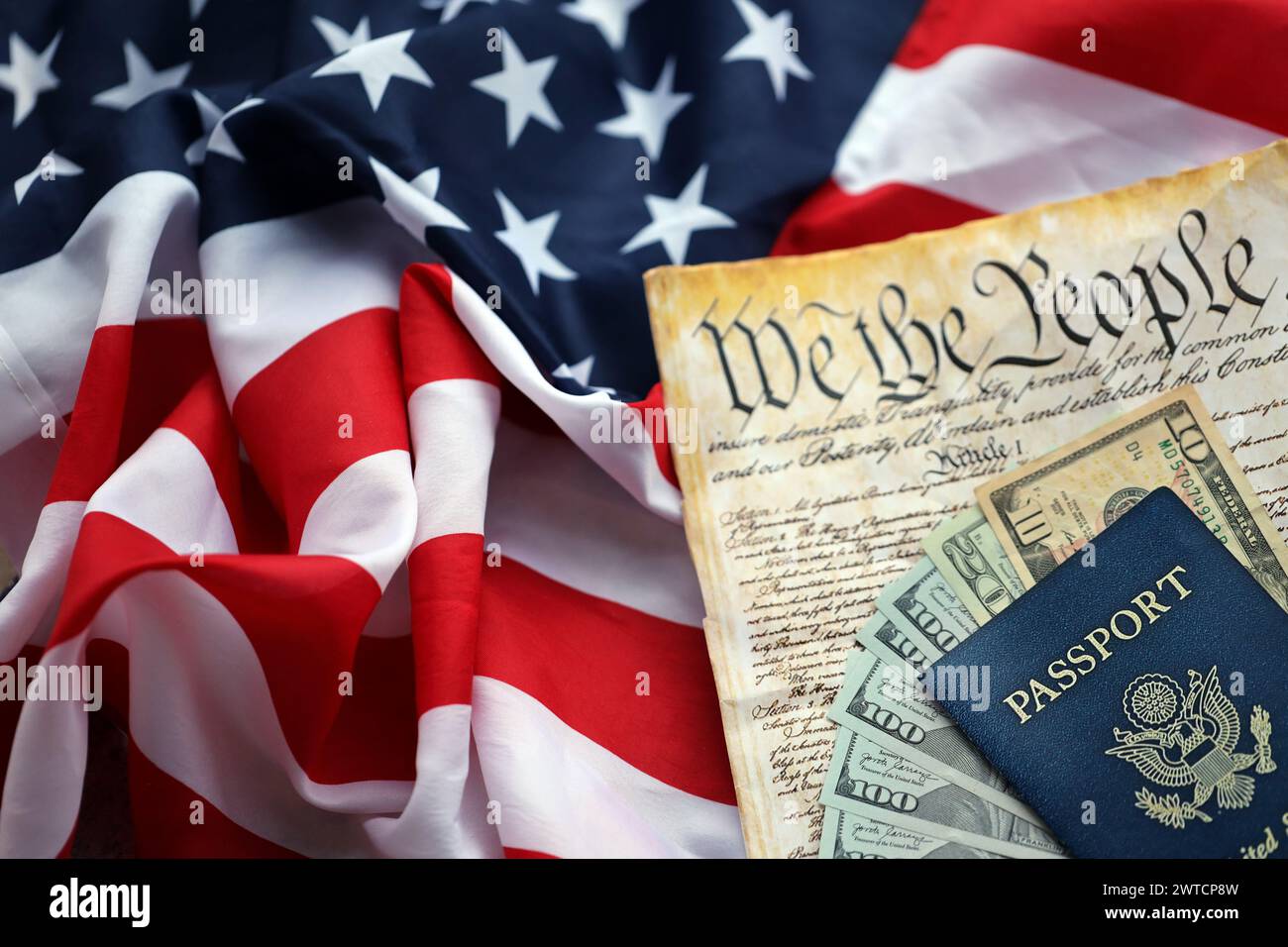 Preamble to the Constitution of the United States, money and passport ...