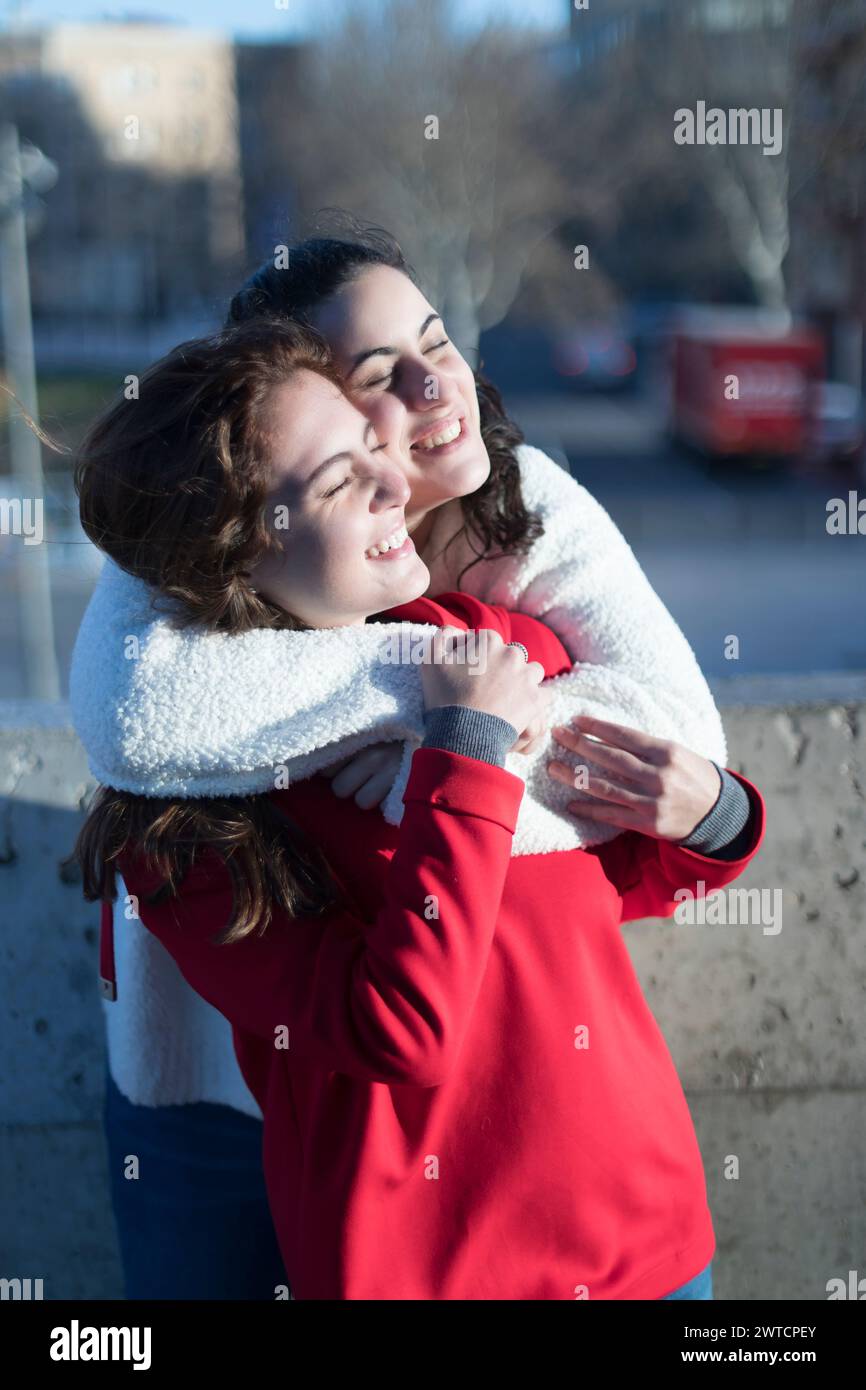 Two joyful women smiling hi-res stock photography and images - Alamy