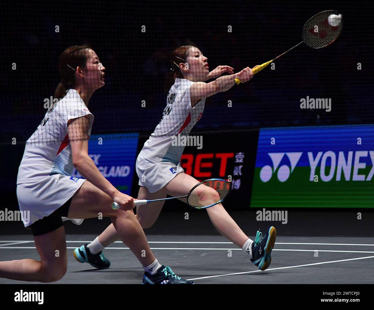 Japan's Nami Matsuyama and Chiharu Shida, right, in action during the final women's double match ...