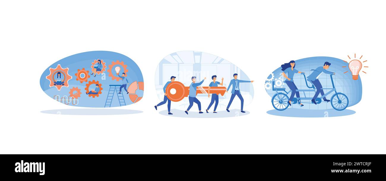 Business people working together in team. Teamwork Concept. Cooperation Leadership Metaphor. Set ...