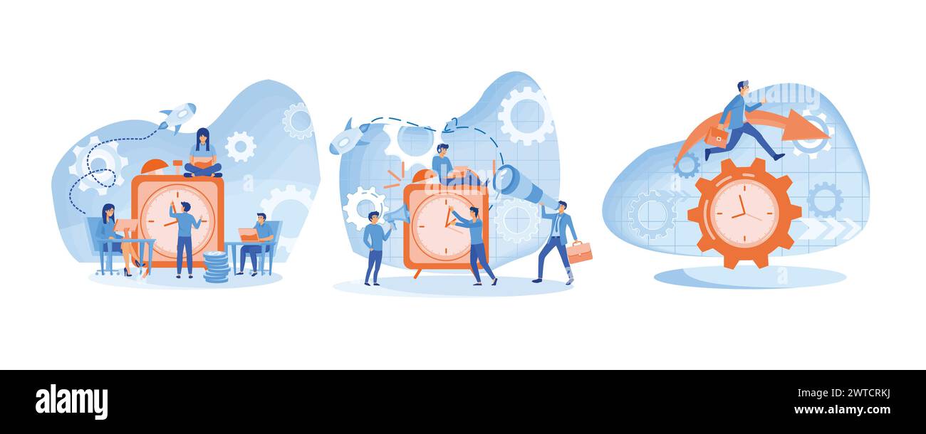 Time management concept. Alarm clock rings on of work time management ...