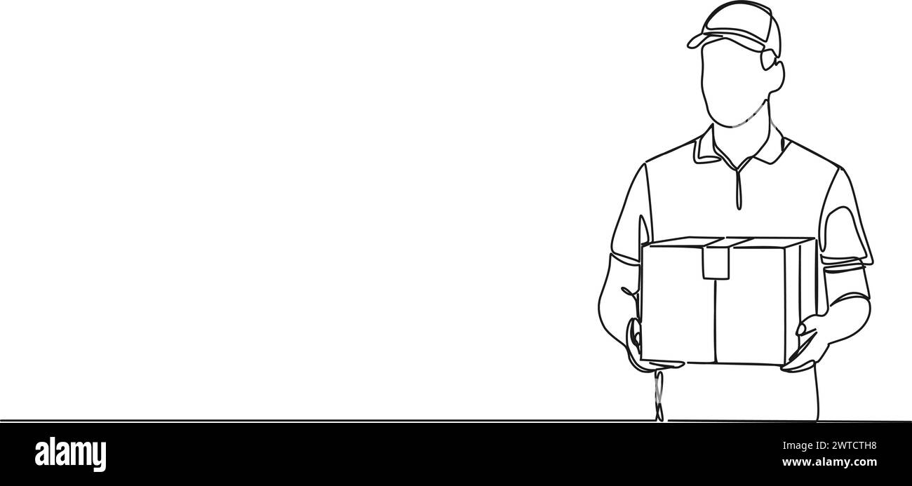 Man carrying box parcel package Black and White Stock Photos & Images ...