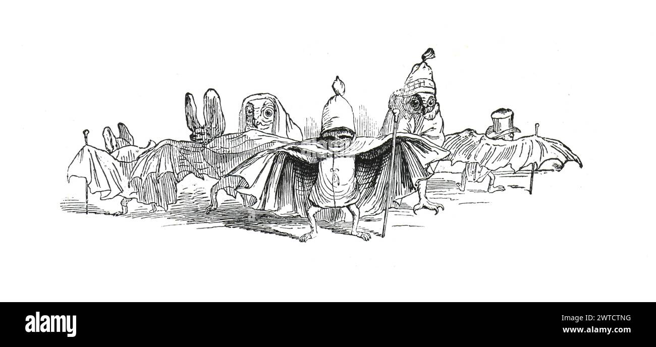 Anthropomorphic animals. humanized bats. bats on the walk. cyborg ...