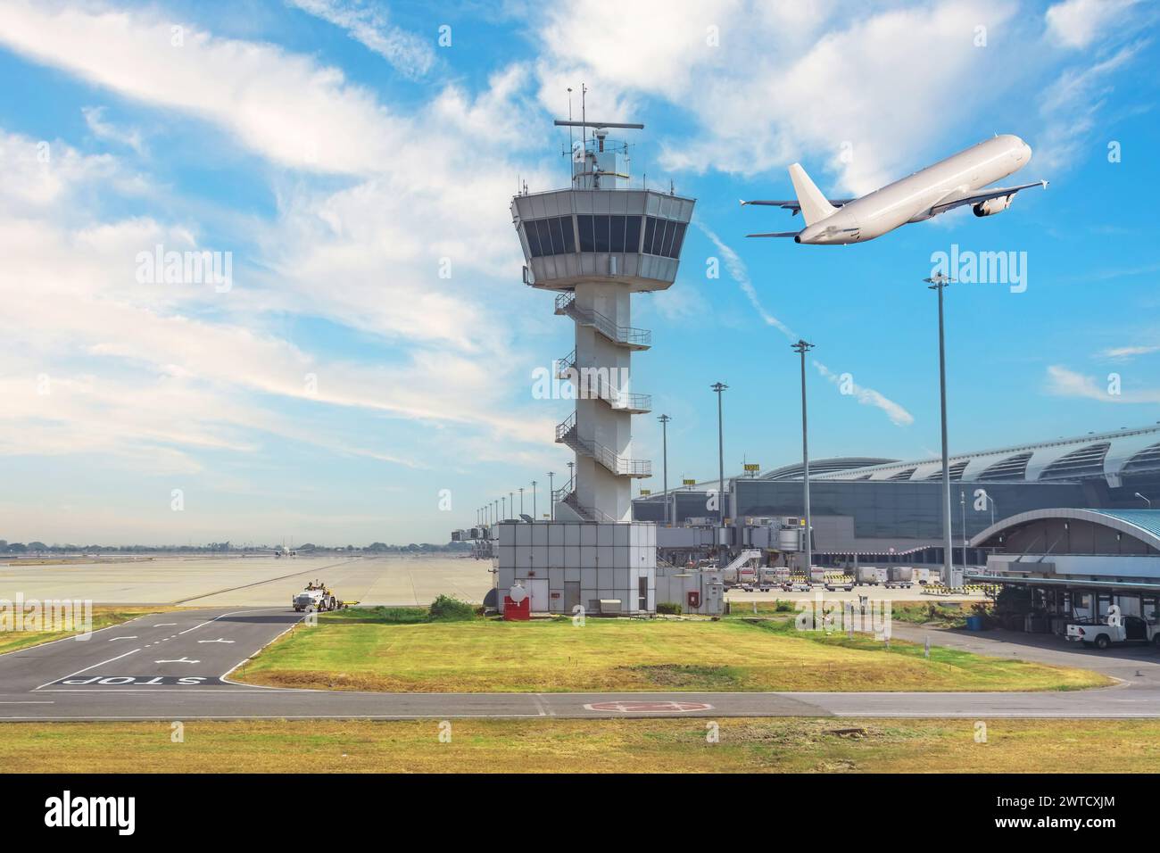 Control tower at a passenger airport against the background of an ...