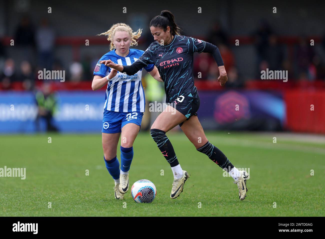 Manchester City's Leila Ouahabi (right) and Brighton and Hove Albion's ...