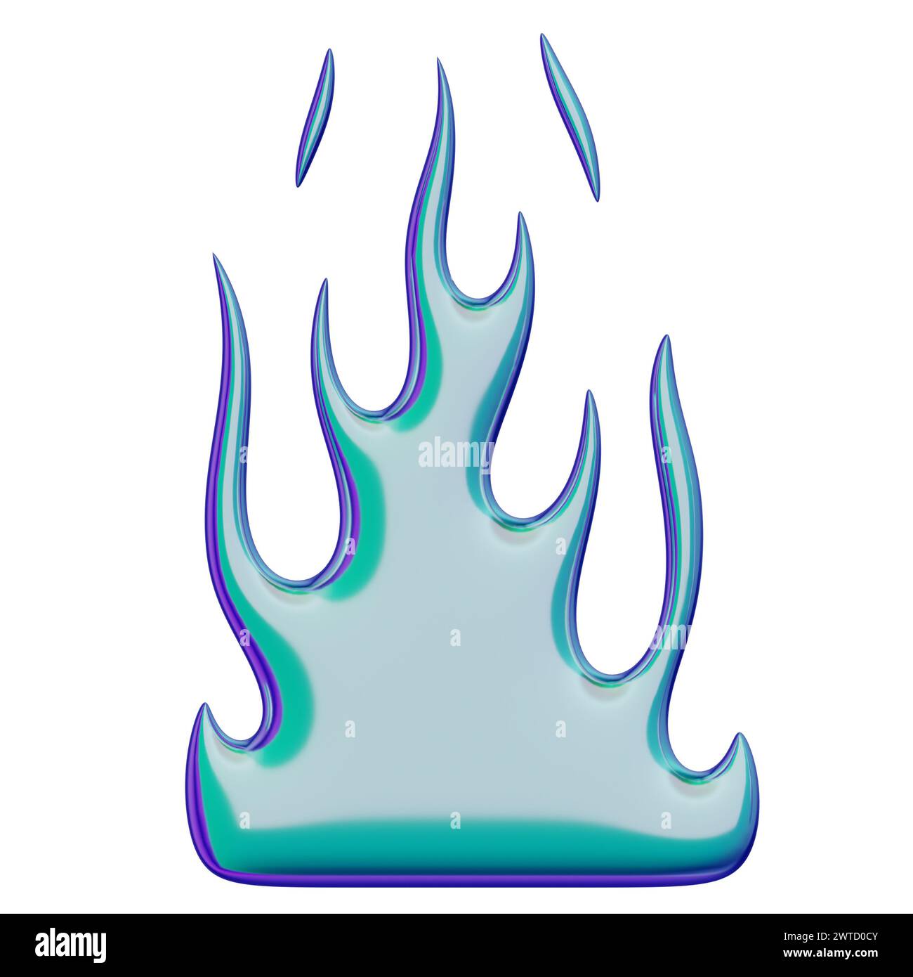 3D flame. Trendy Y2K element. Iridescent colorful burning fire shape ...