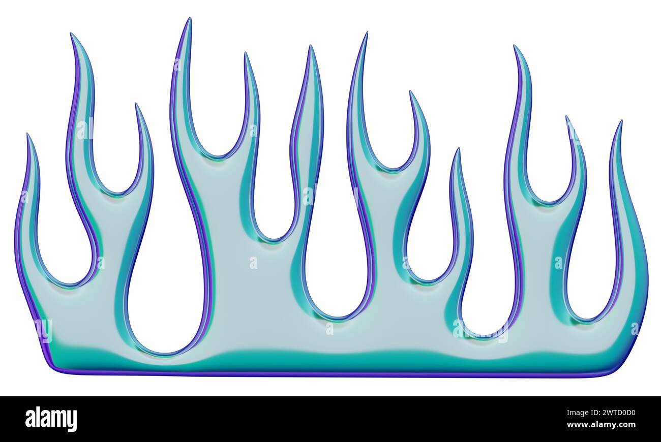 3D flame. Trendy Y2K element. Iridescent colorful burning fire shape ...