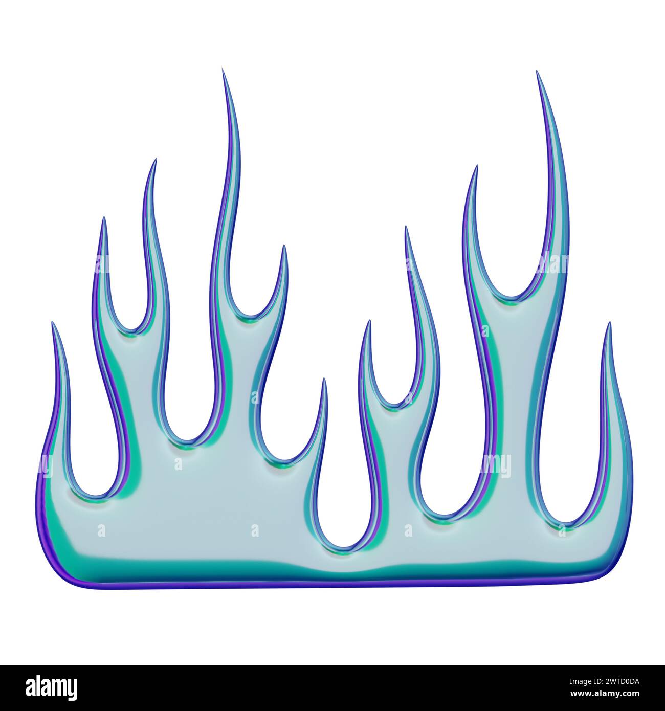 3D flame. Trendy Y2K element. Iridescent colorful burning fire shape ...