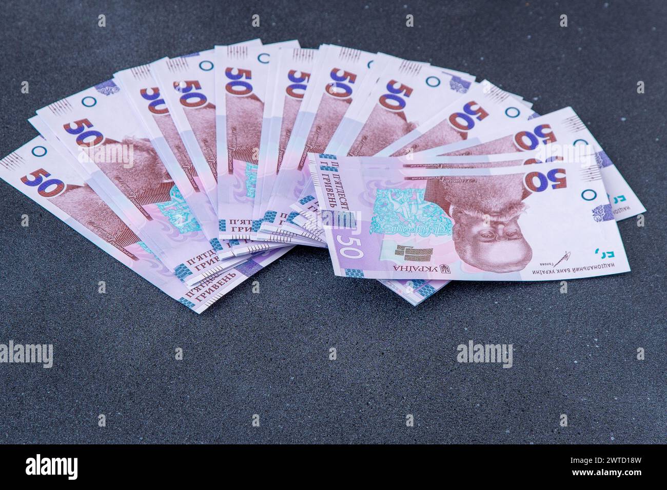 Ukrainian money. 50 hryvnia banknote. Portrait of Mikhail Grushevsky ...
