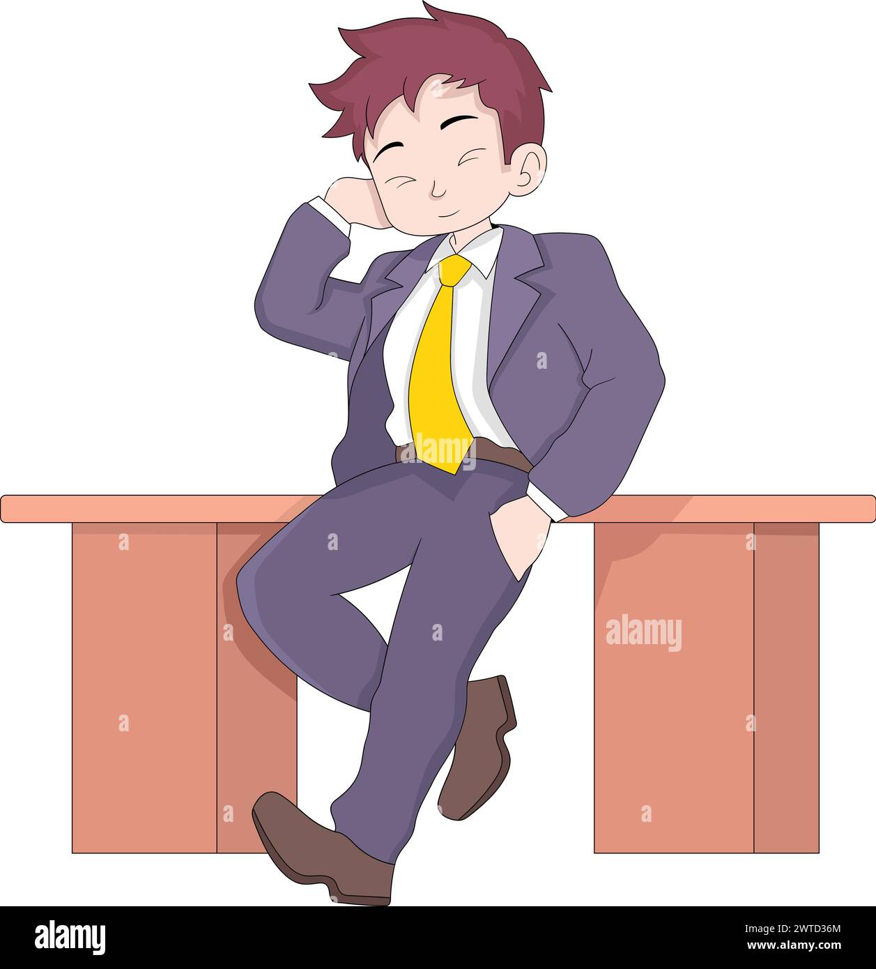 illustration of being lazy at work, workers are asleep in the morning ...