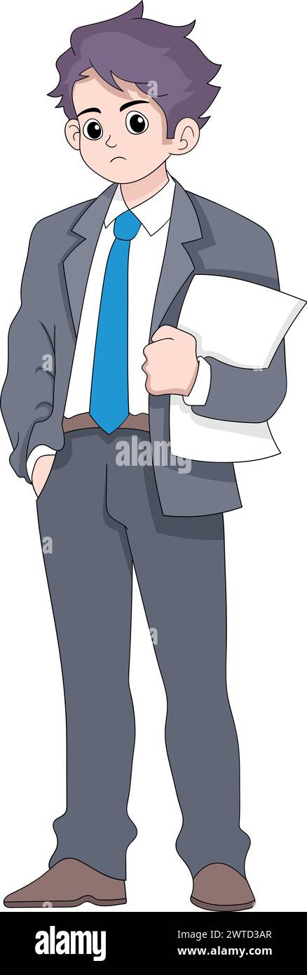 illustration of a job seeker, a young man carrying documents to apply ...