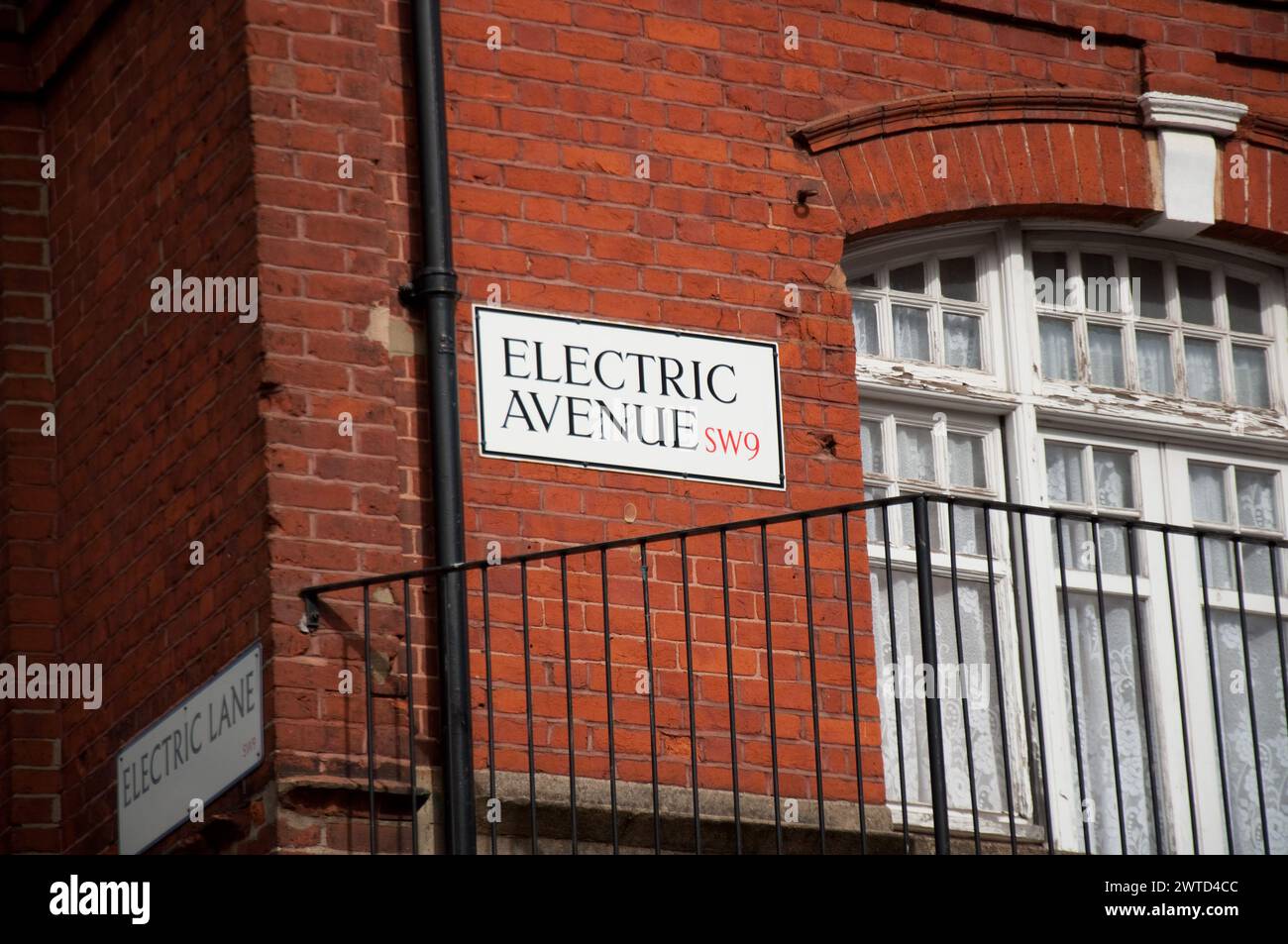 Road signs for Electric Lane and Electric Avenue; Brixton, London, UK ...