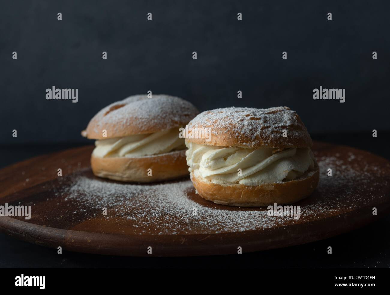 Traditional Swedish pastry. Semla or semlor, flavored with cardamom ...