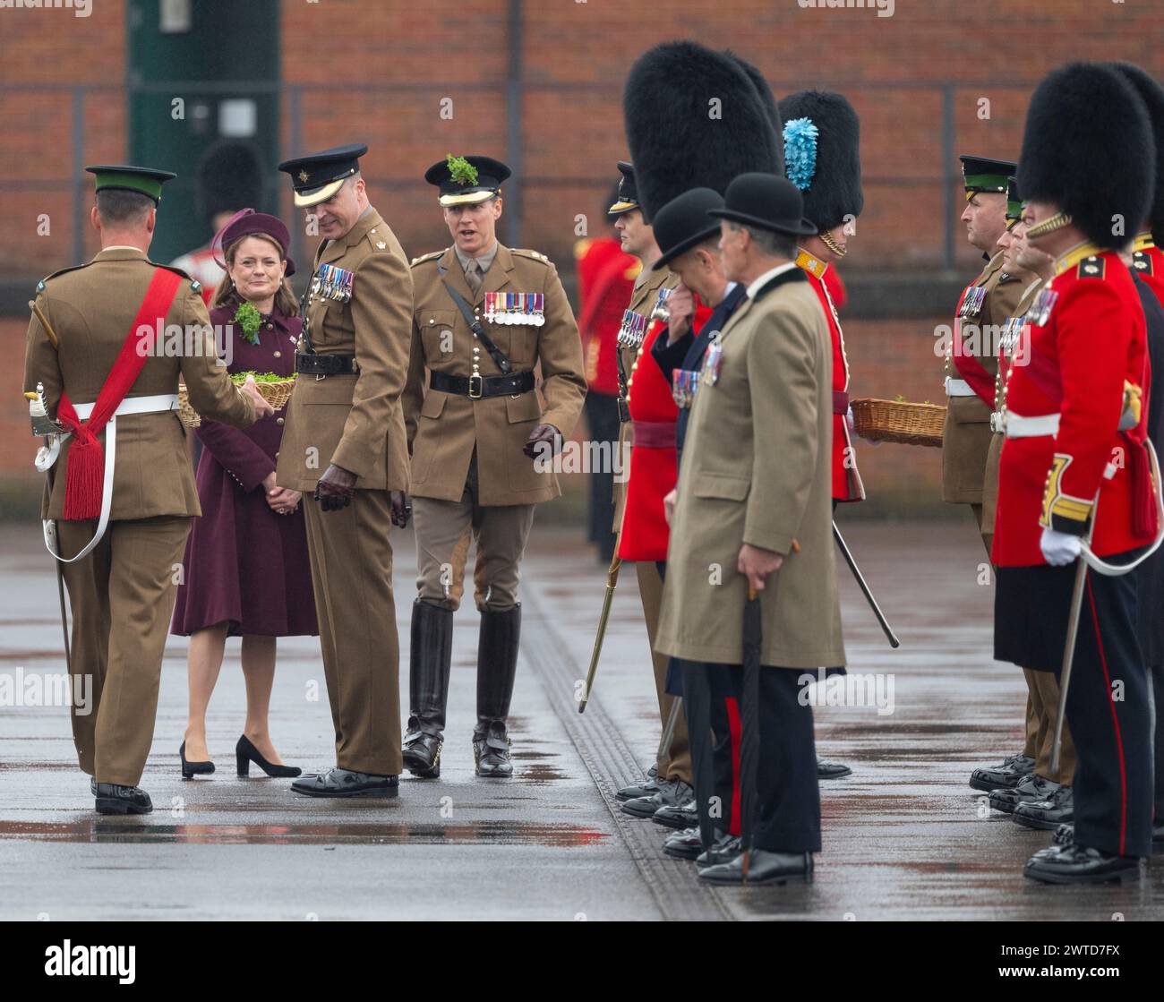 Mons Barracks, Aldershot, Hampshire, UK. 17th March 2024. The Irish ...