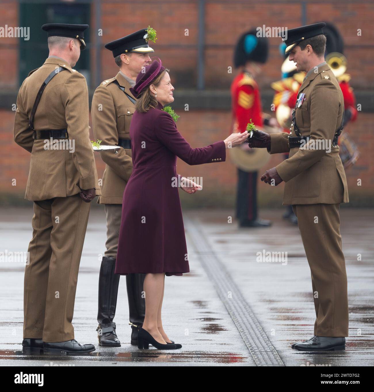 Mons Barracks, Aldershot, Hampshire, UK. 17th March 2024. The Irish ...
