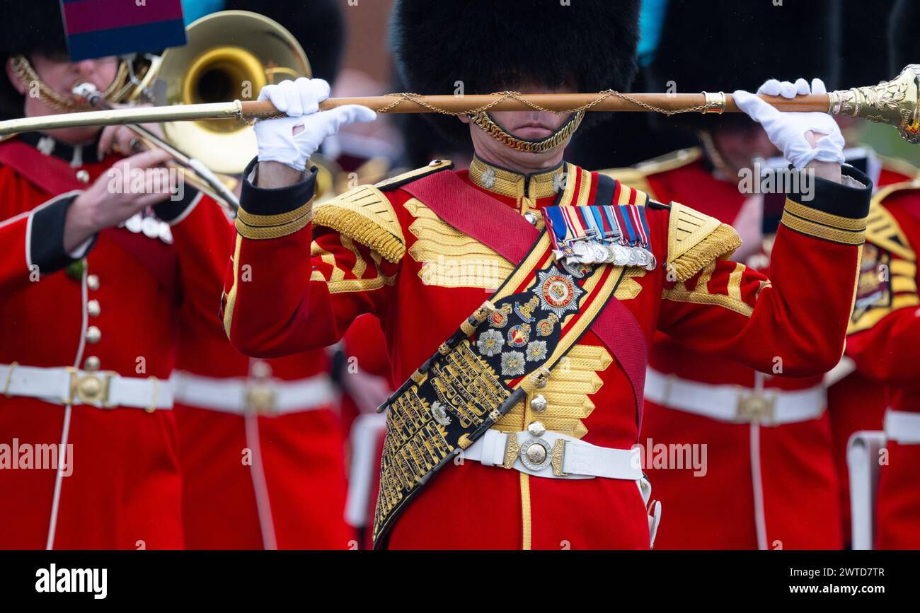 Mons Barracks, Aldershot, Hampshire, UK. 17th March 2024. The Irish ...