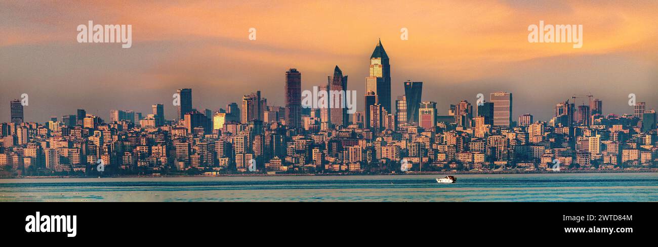 Skyscrapers and modern office buildings in Istanbul, Turkey, taken from ...