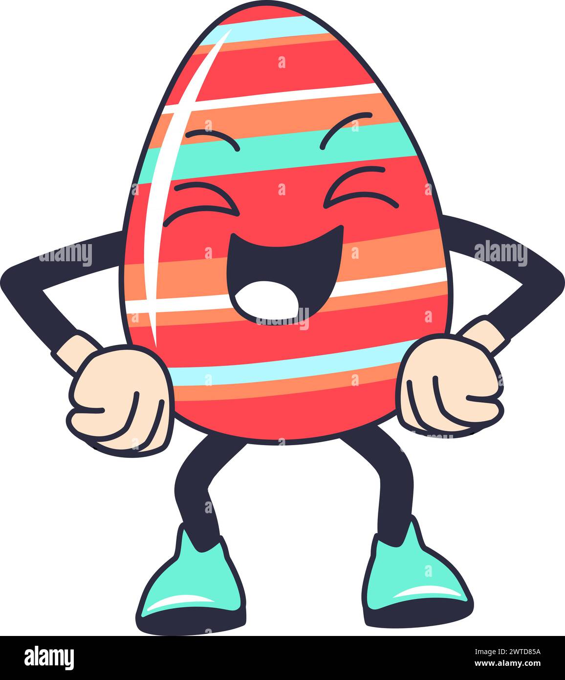 Cartoon happy Easter Groovy egg character. Holiday personage isolated ...