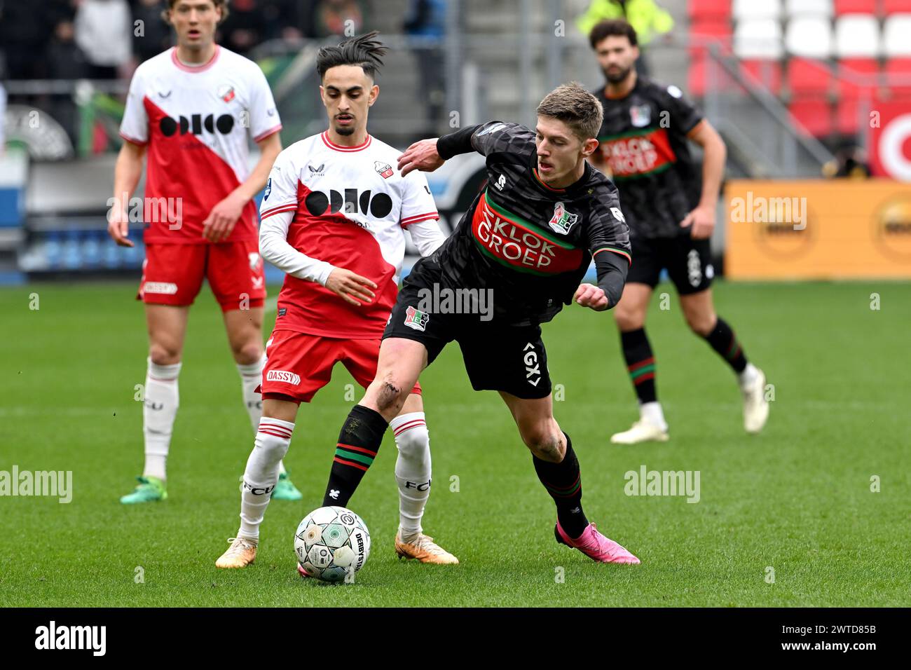 UTRECHT - (l-r) Othmane Boussaid of FC Utrecht, Mees Hoedemakers of NEC ...