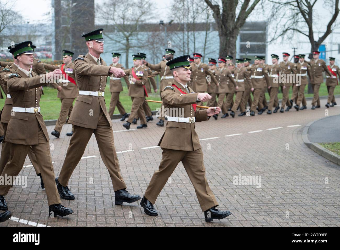 Mons Barracks, Aldershot, Hampshire, UK. 17th March 2024. The Irish ...