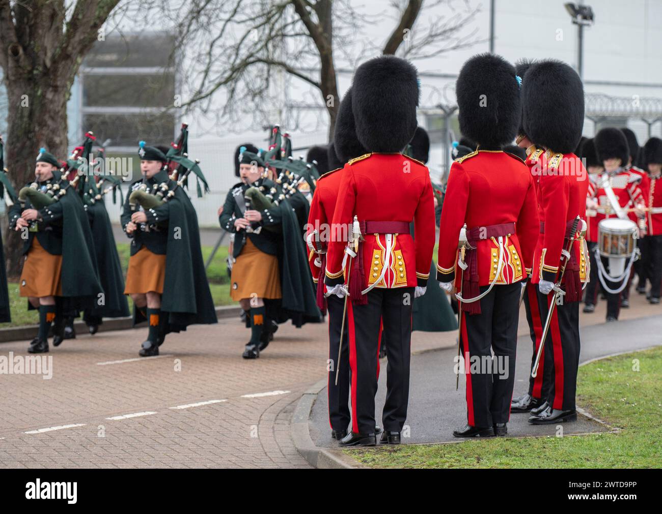 Mons Barracks, Aldershot, Hampshire, UK. 17th March 2024. The Irish ...