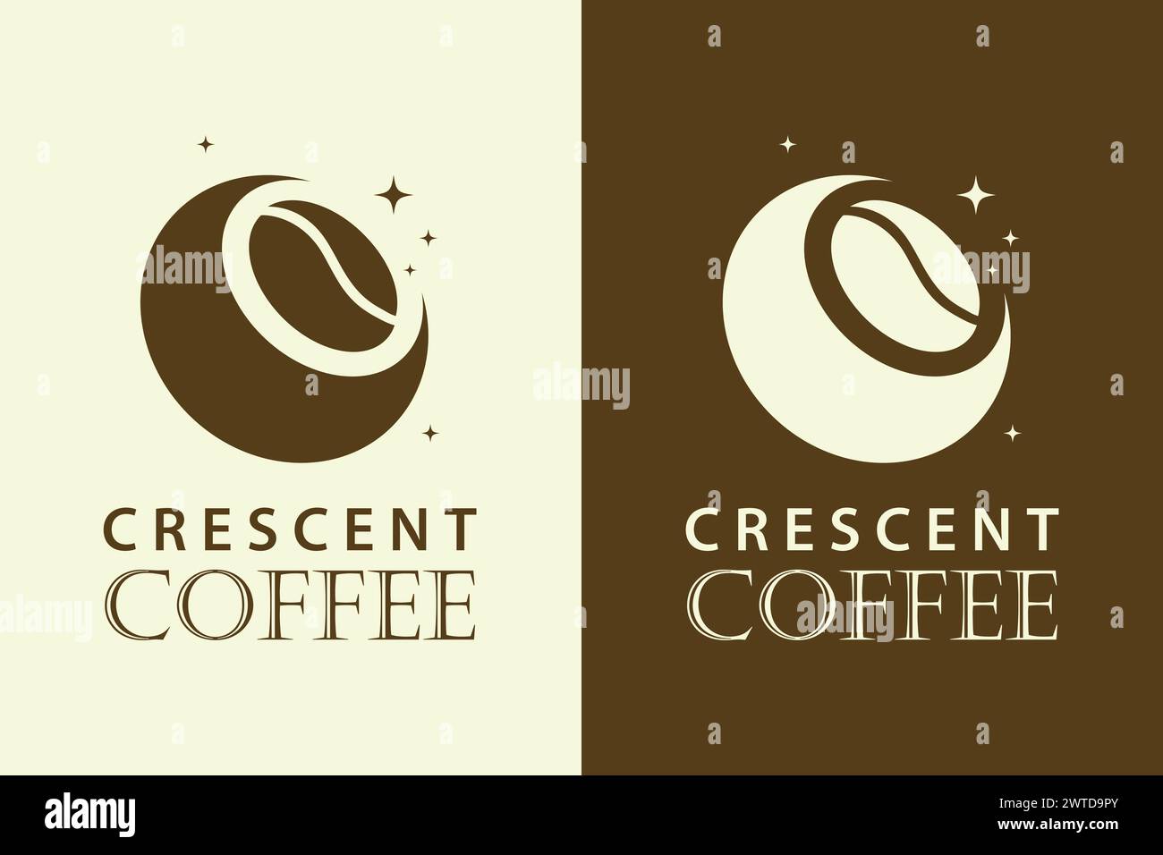 Coffee logo silhouette concept of crescent moon and coffee beans Stock ...