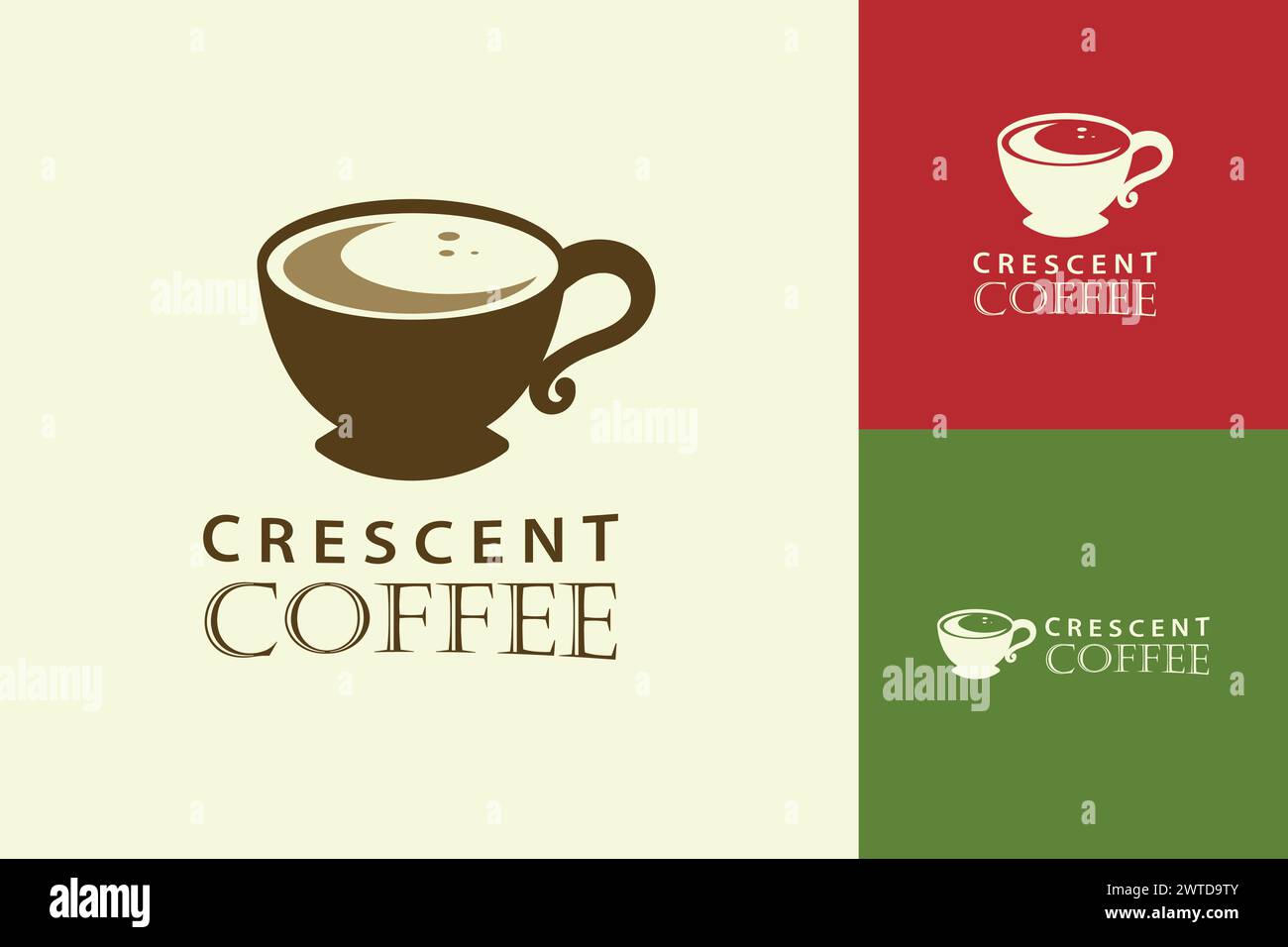 Crescent coffee company logo with a cup and a crescent moon inside ...