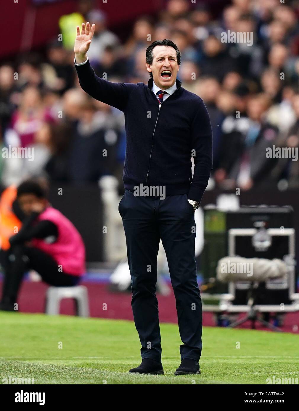Aston Villa manager Unai Emery gestures on the touchline during the ...