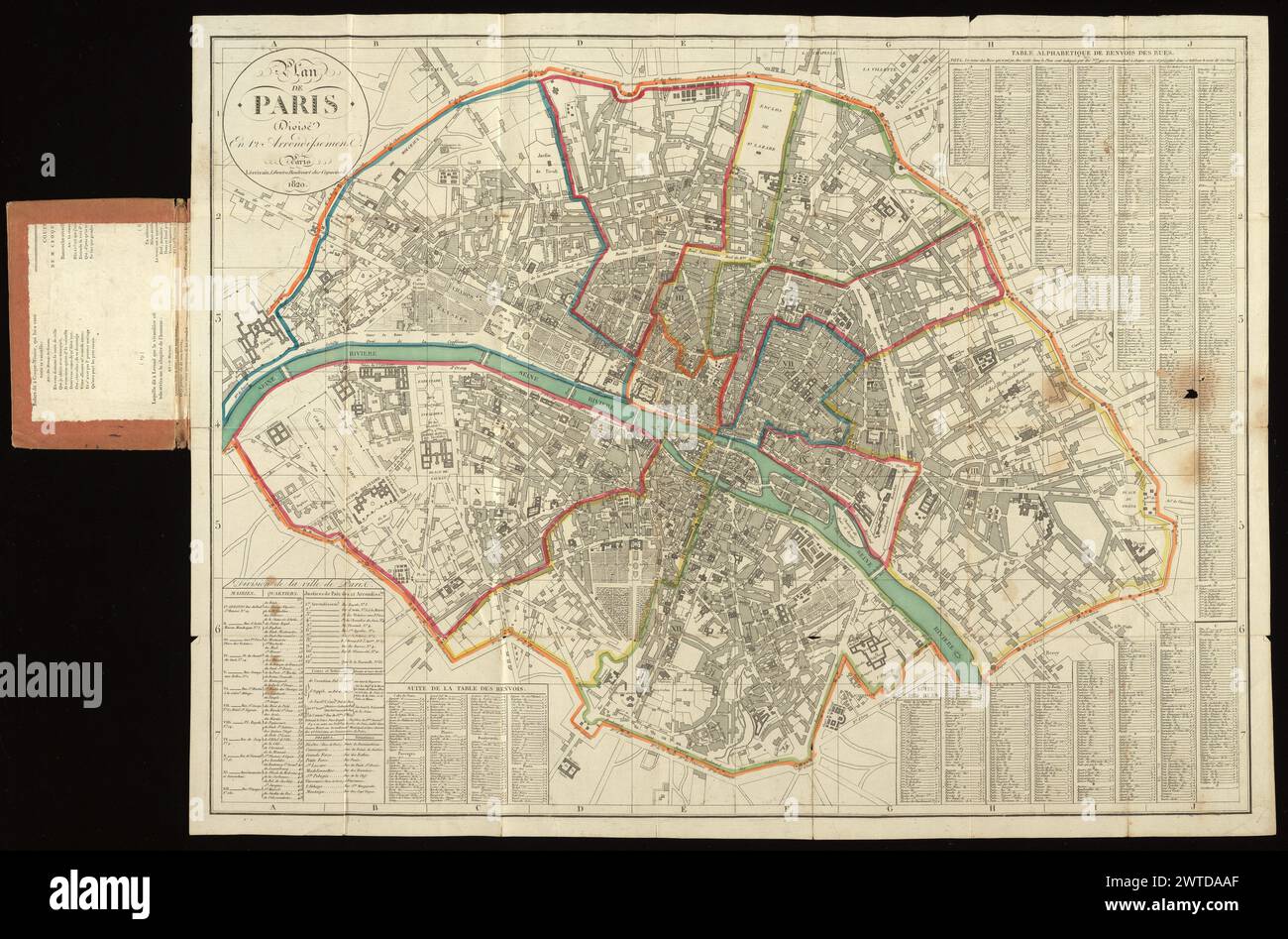 Plan de Paris, divisé en 12 arrondissemens, 1820. 1820 Title panel at ...