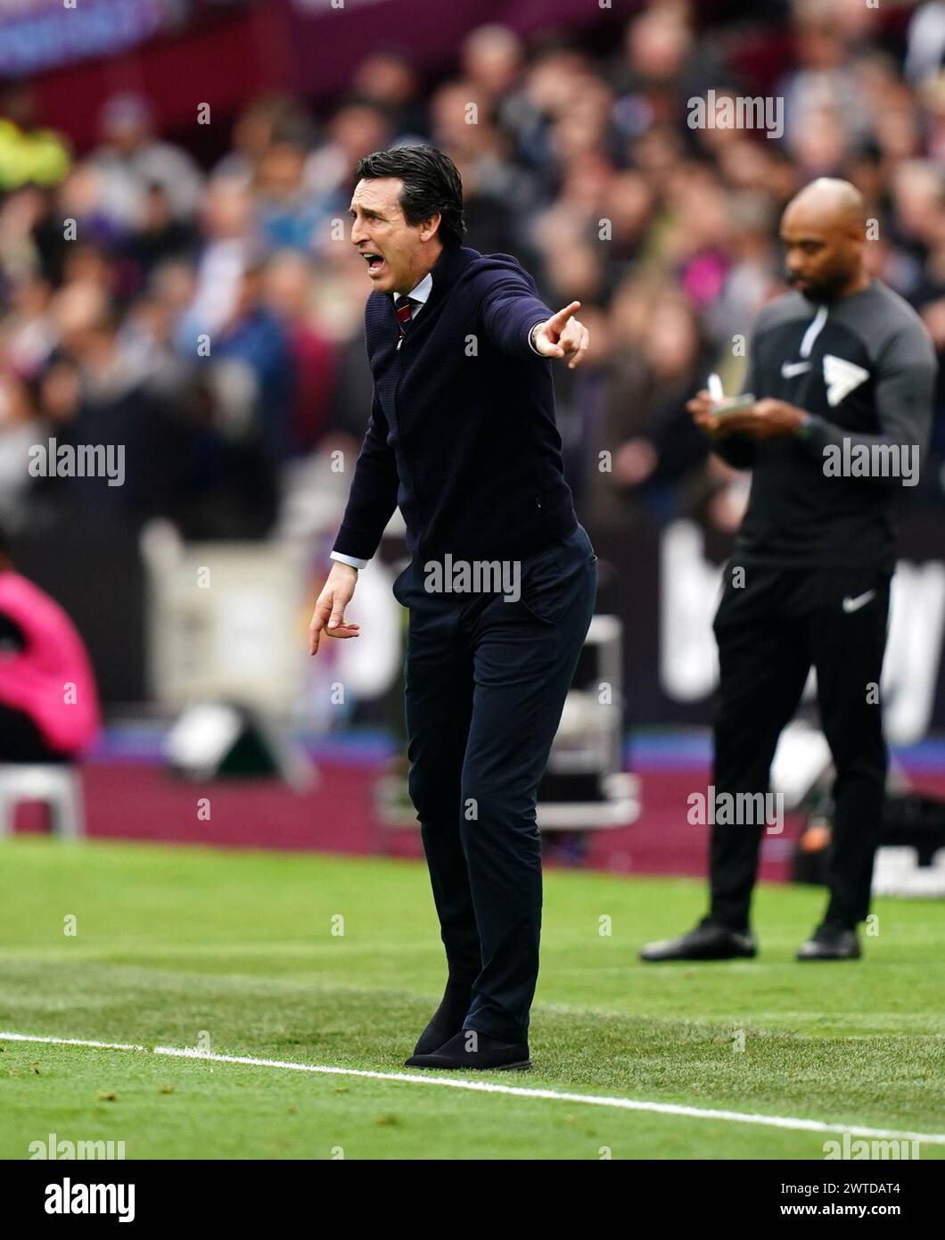 Aston Villa manager Unai Emery gestures on the touchline during the ...