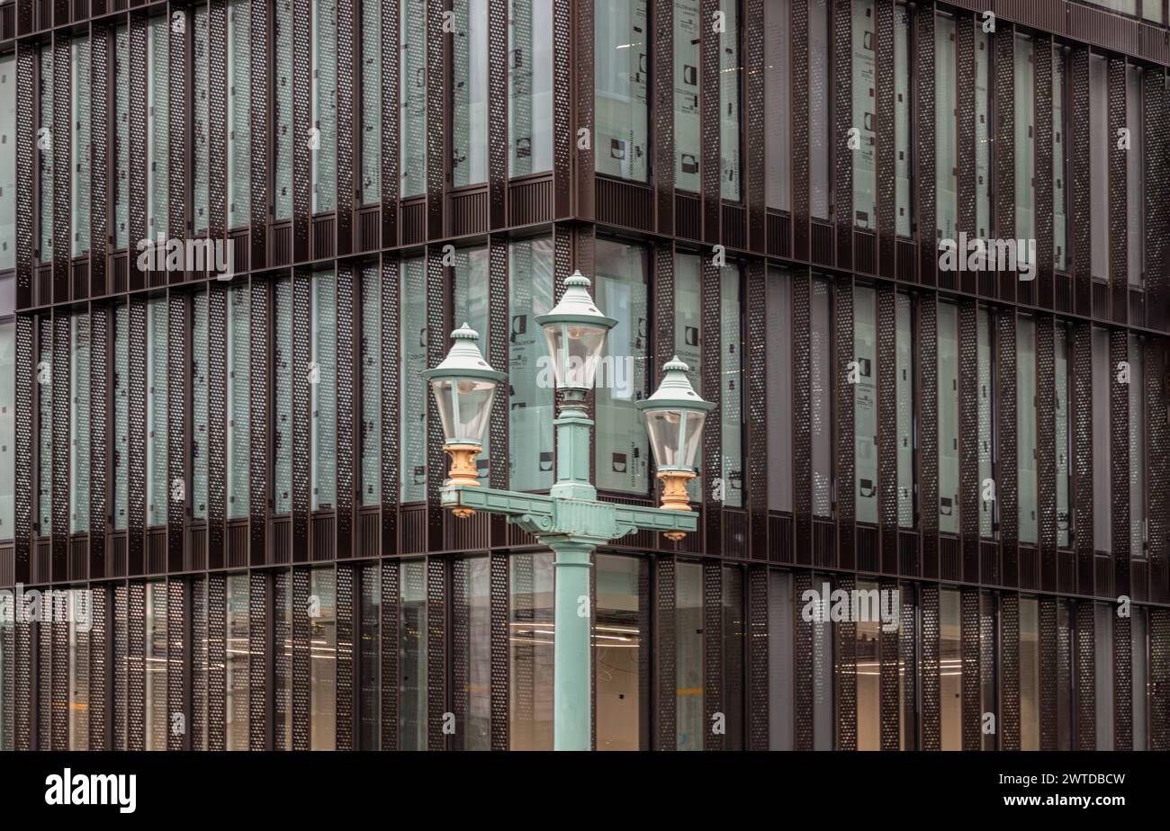 London, UK - Feb 27, 2024 - View of Decorative street lamp on Southwark ...