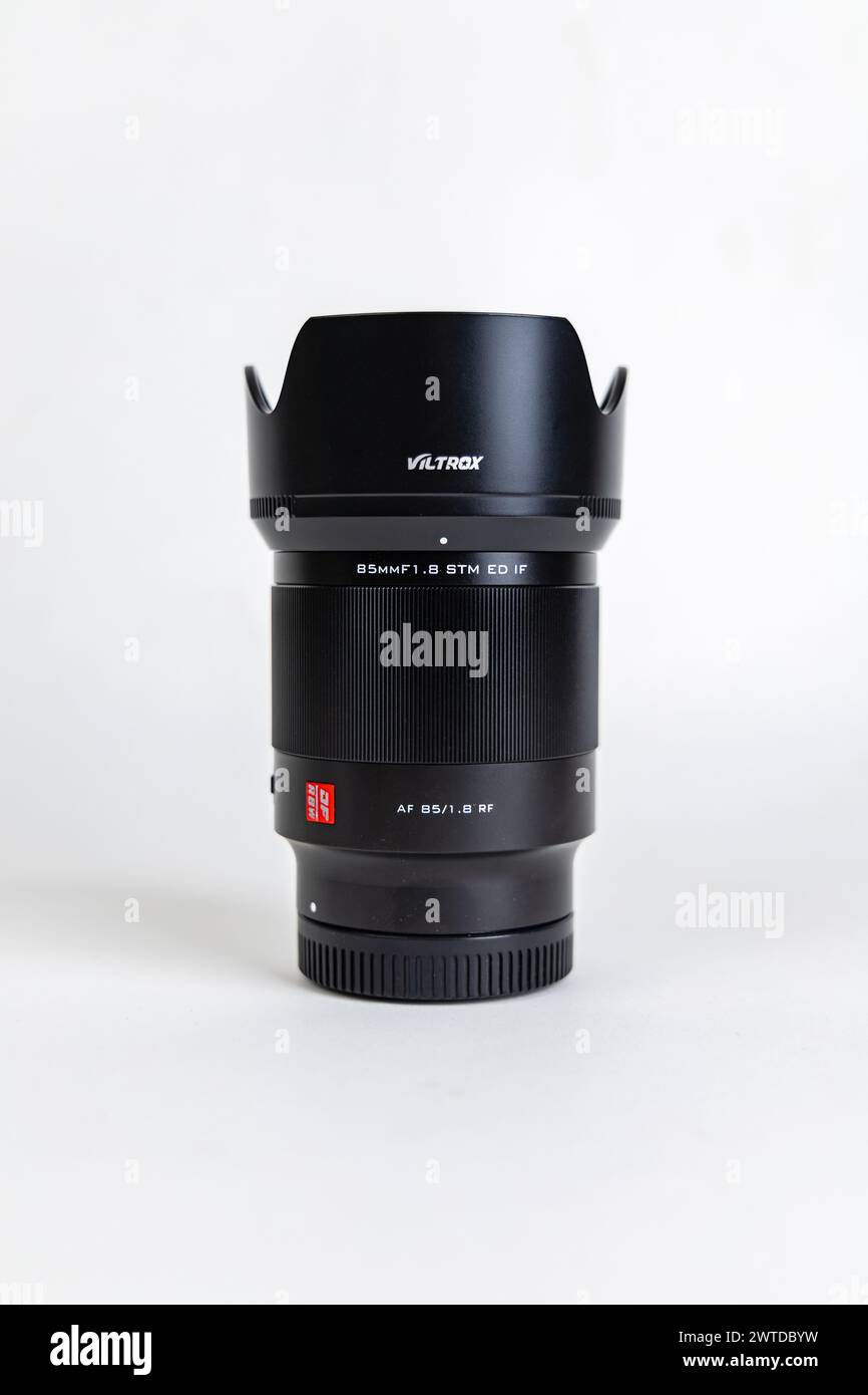 Wroclaw, Poland - December 19 2023: Camera lens for mirrorless Canon ...