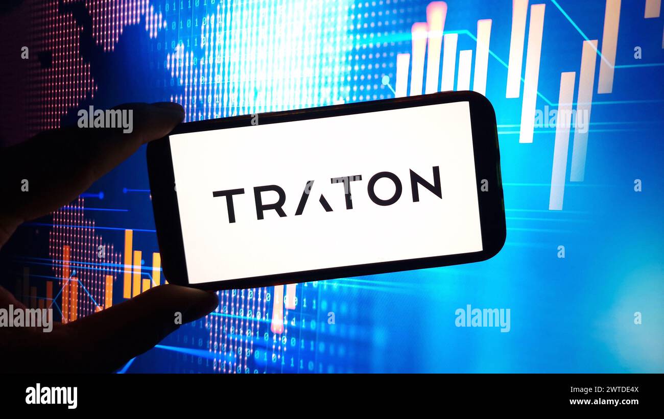 Konskie, Poland - March 16, 2024: Traton company logo displayed on ...