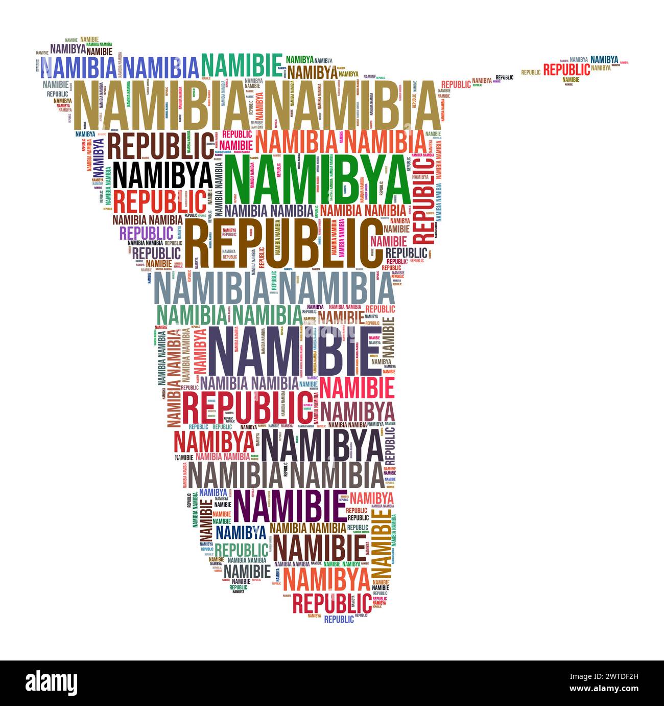 Namibia country shape word cloud. Typography style country illustration ...