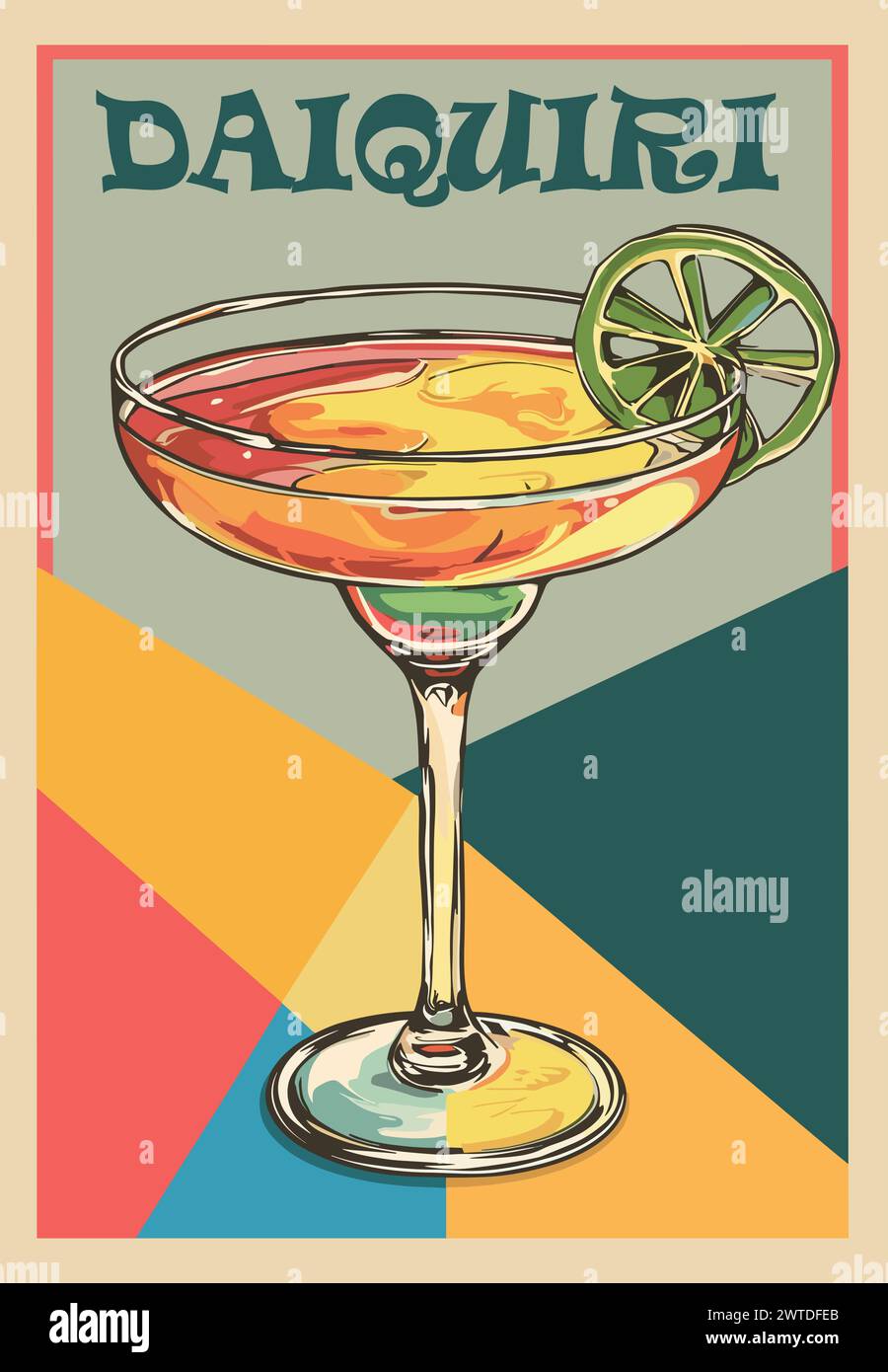 Daiquiri Cocktail retro poster print vector art Stock Vector Image ...