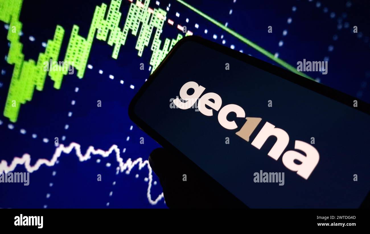 Konskie, Poland - March 16, 2024: Gecina company logo displayed on ...