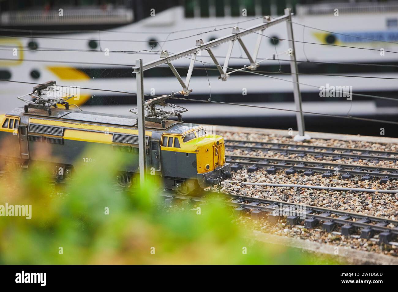 Toy train in a miniature city in Madurodam park, Netherlands Stock ...