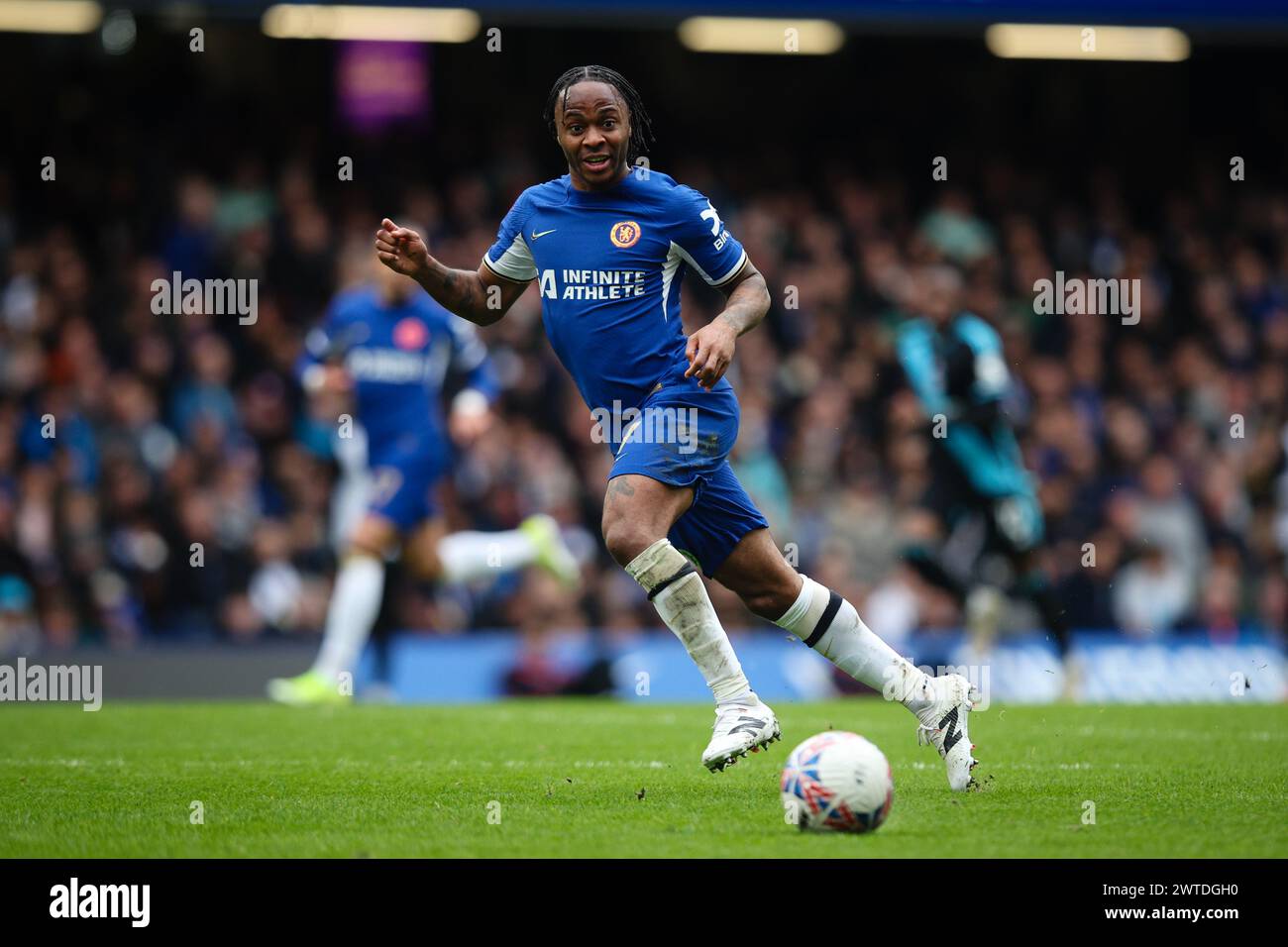 LONDON, UK - 17th Mar 2024: Raheem Sterling of Chelsea in action during ...