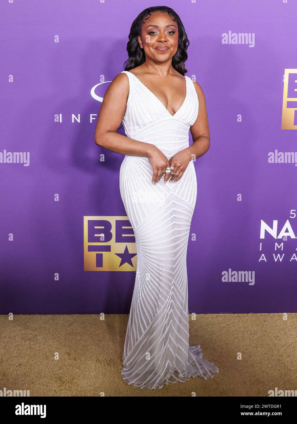 LOS ANGELES, CALIFORNIA, USA - MARCH 16: Quinta Brunson wearing a Naeem ...