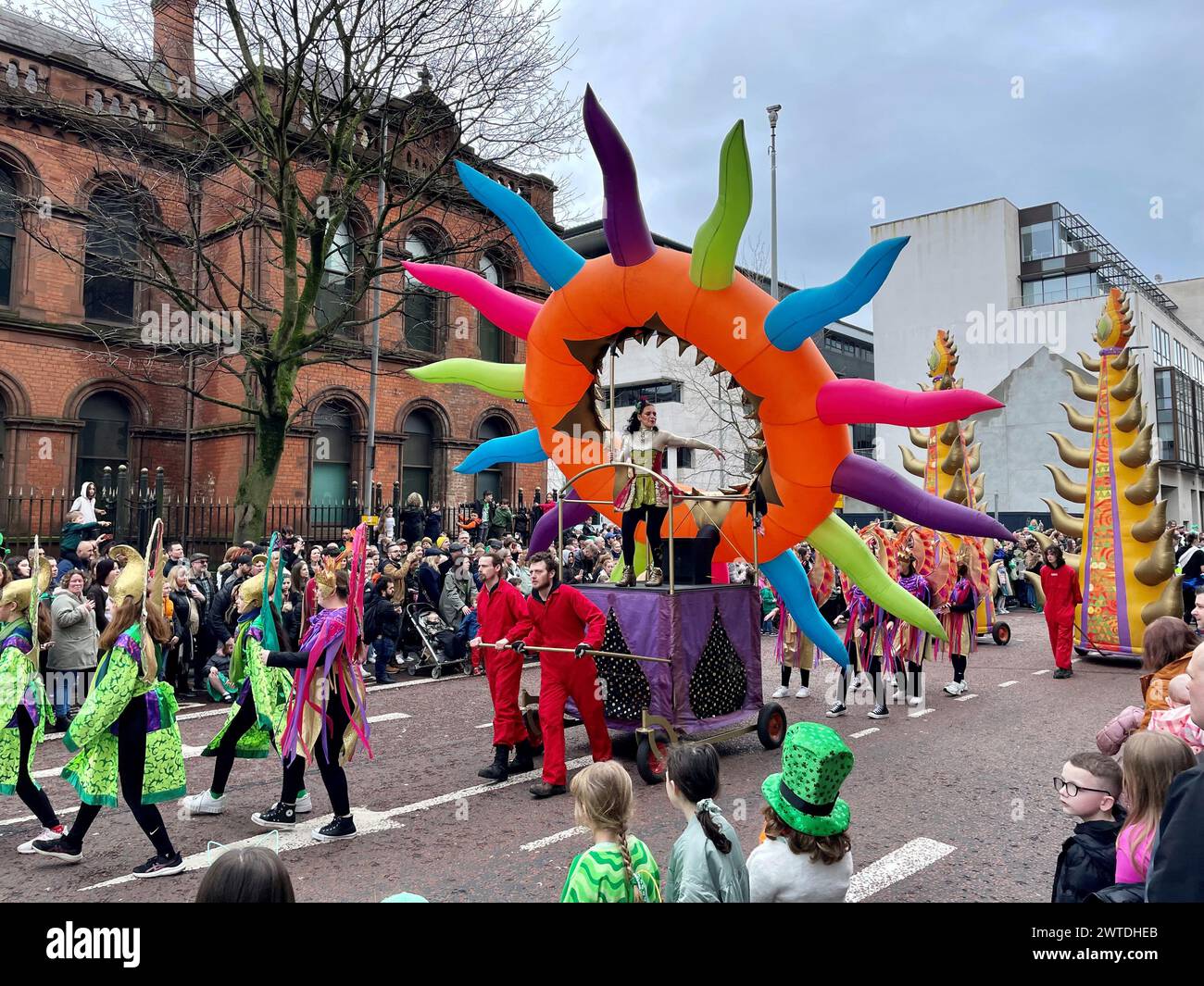 Performers take part in the St Patrick's Day Parade in Belfast. Picture ...