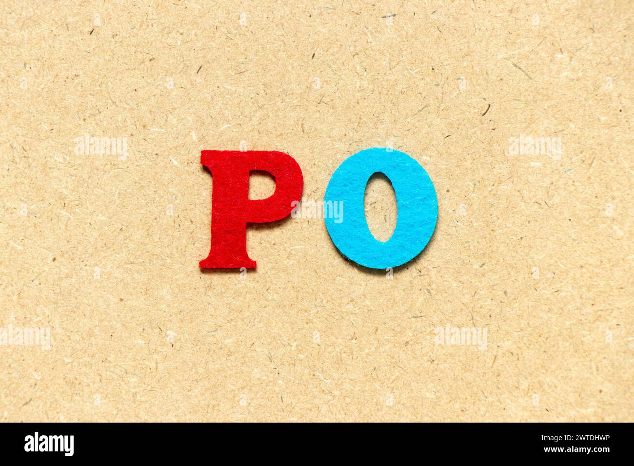 Color Cloth Alphabet Letter In Word Po Abbreviation Of Purchase Order On Wood Background Stock