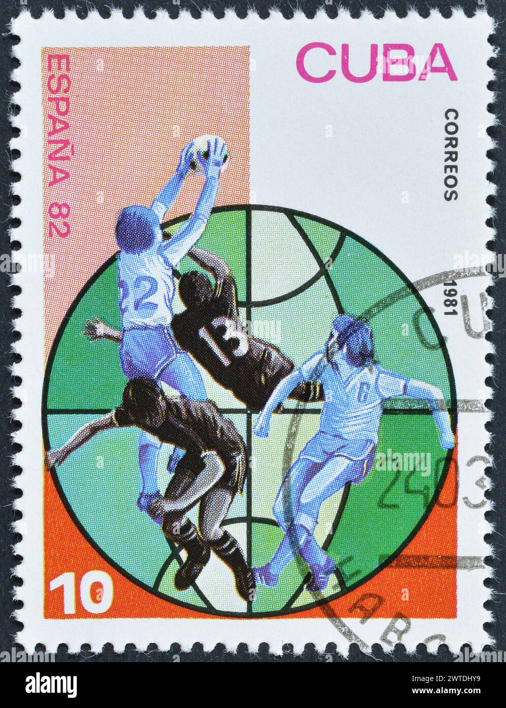 Cancelled postage stamp printed by Cuba, that shows Football, FIFA ...