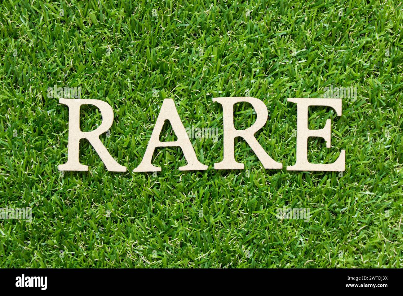 Wood letter in word rare on green grass background Stock Photo - Alamy