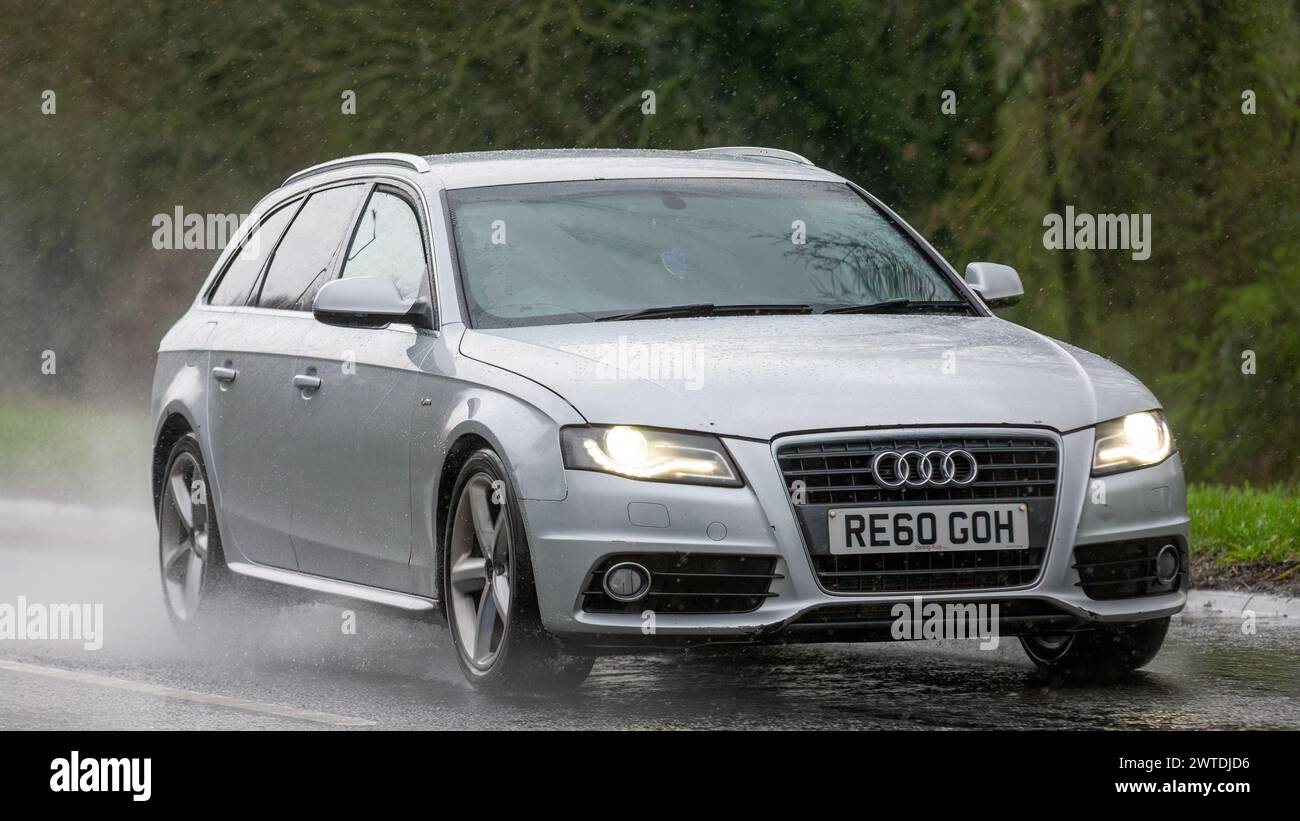 Milton Keynes,UK-Mar 17th 2024: 2010 silver diesel engine Audi A4 car ...