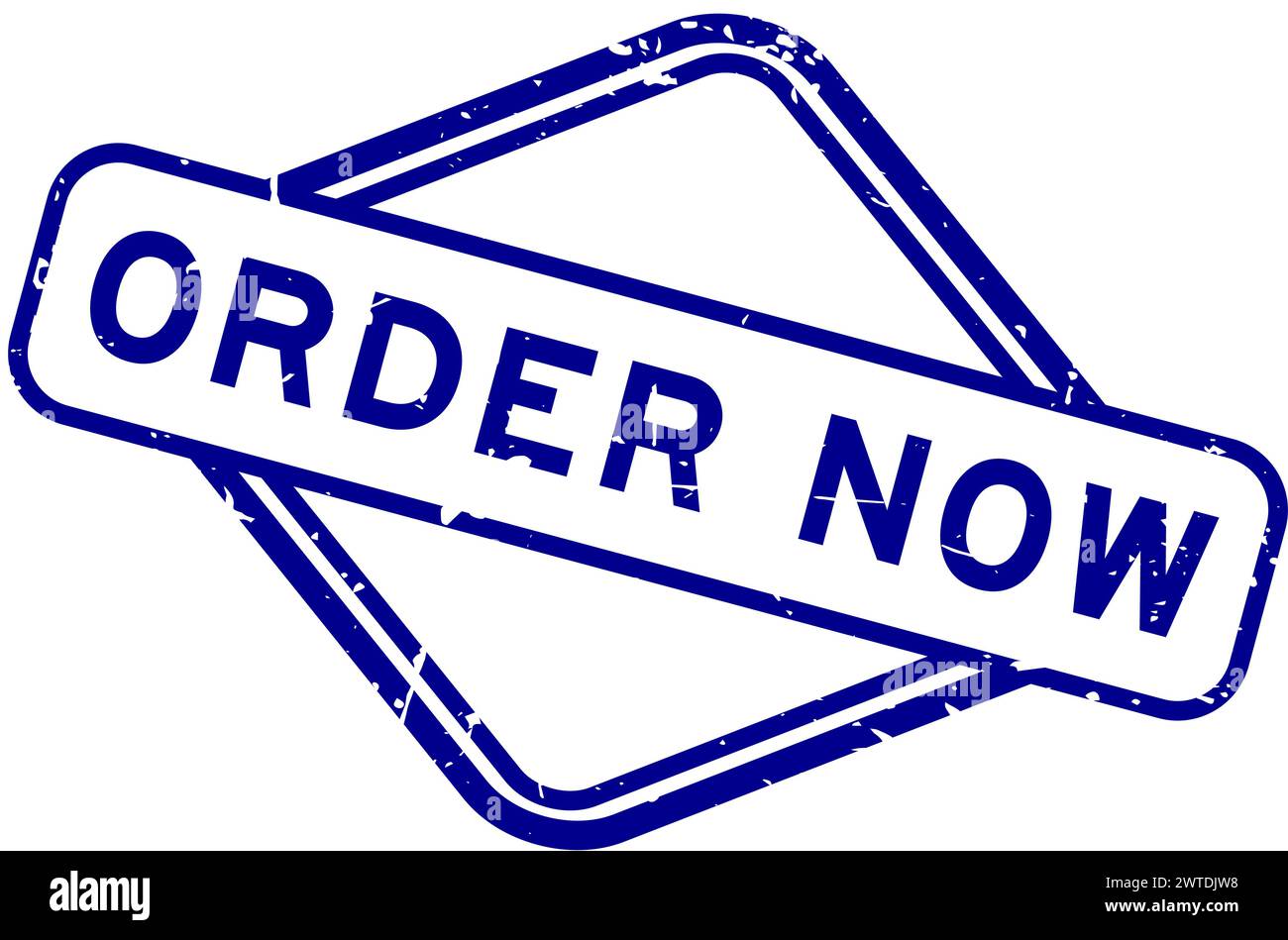 Grunge blue order now word rubber seal stamp on white background Stock ...