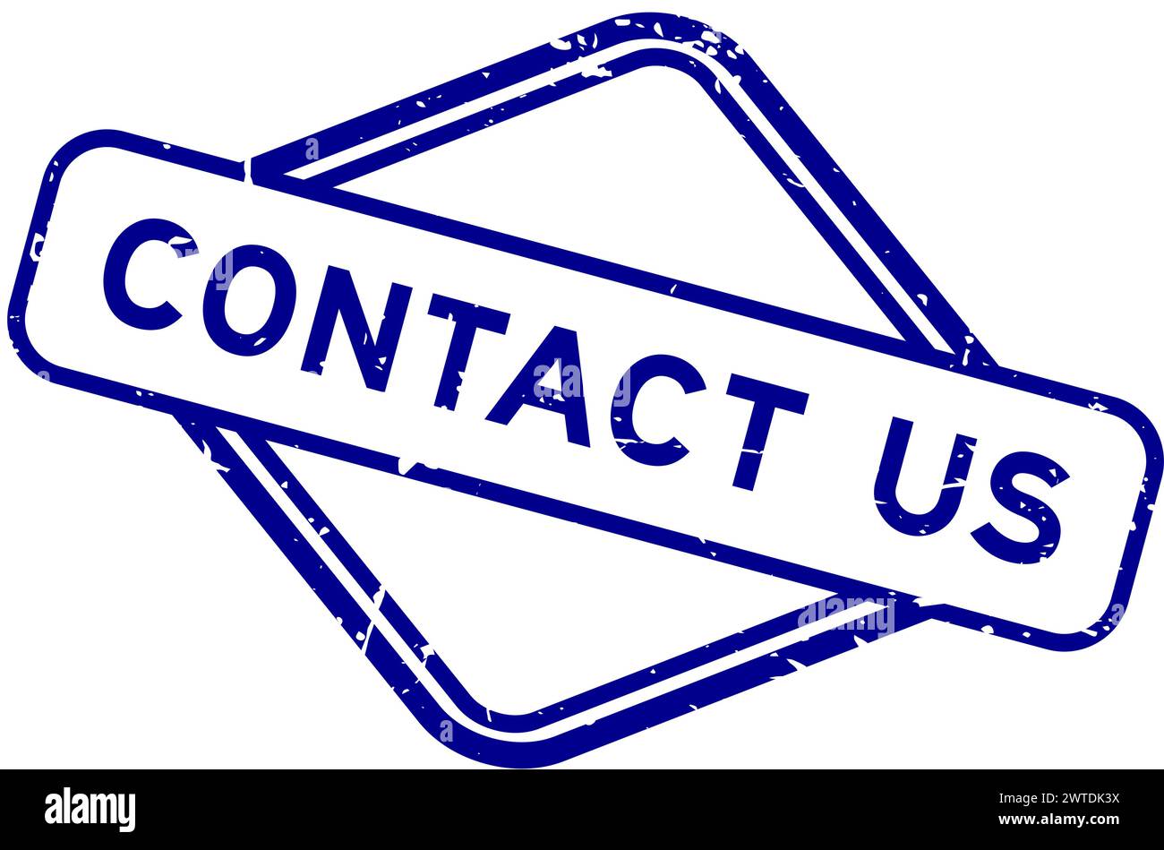 Grunge blue contact us word rubber seal stamp on white background Stock ...