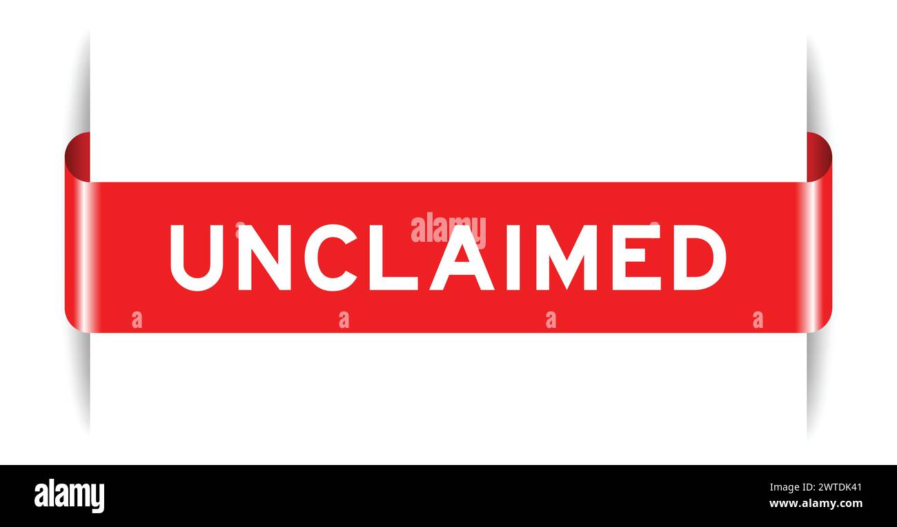 Red color inserted label banner with word unclaimed on white background ...